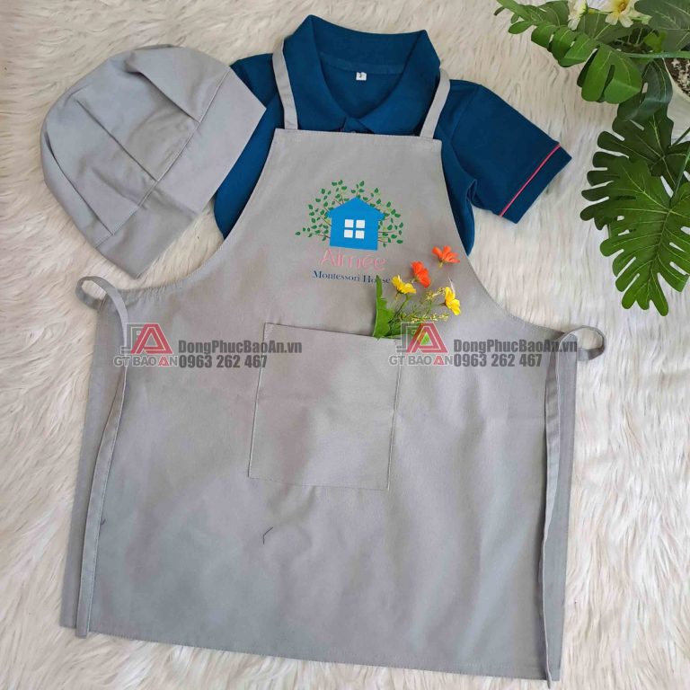 Nhận in may tạp dề cho bé, mũ bếp cho bé mầm non, mẫu giáo đẹp, cao cấp ...